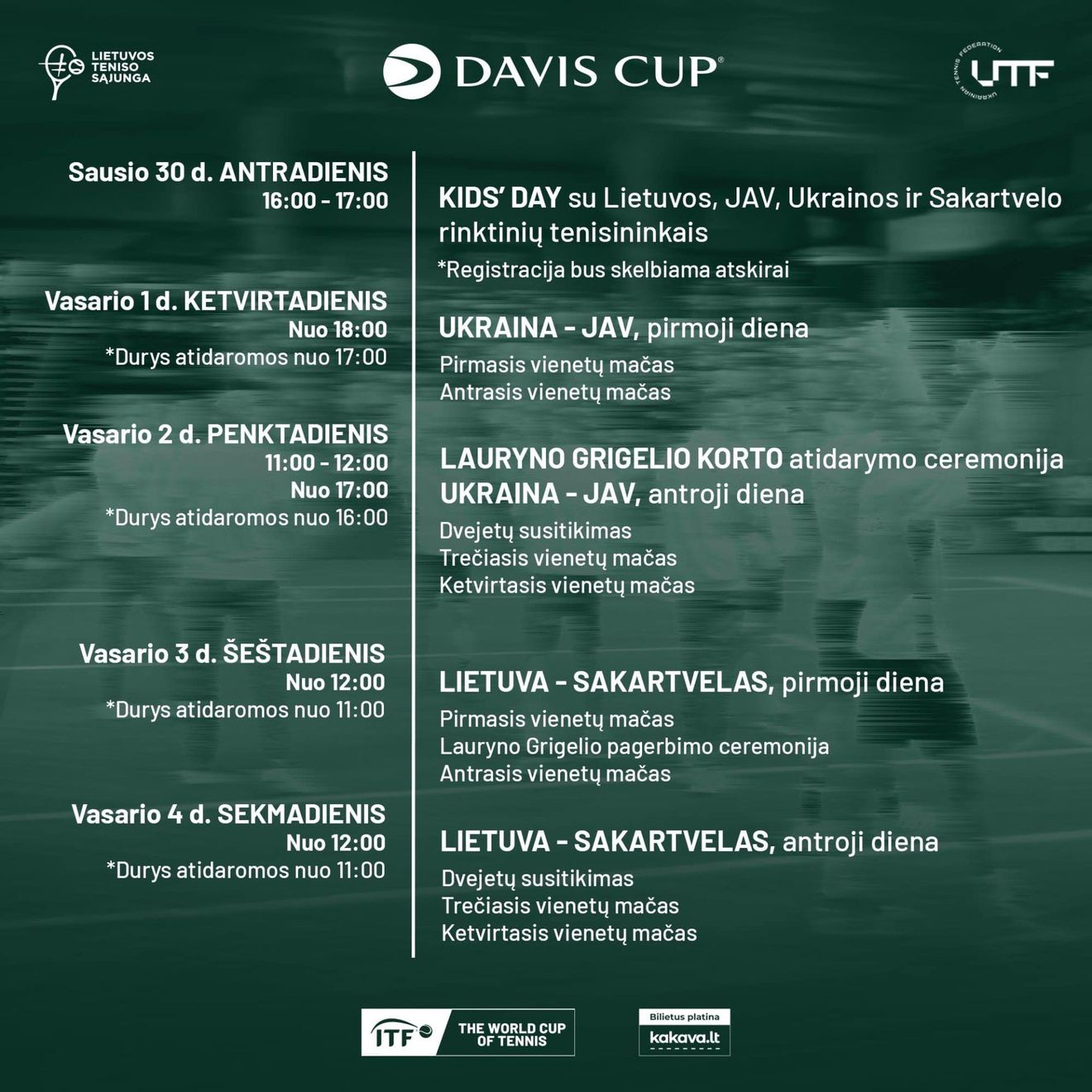 Daviso taurės varžybos SEB arenoje: savaitės tvarkaraštis | SEB arena